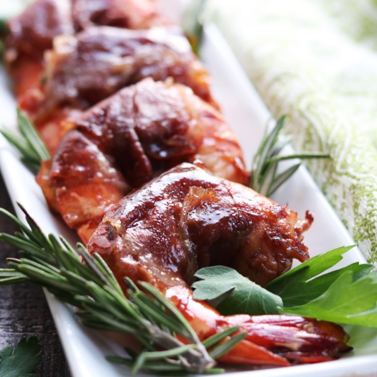 Prosciutto Wrapped Marsala Glazed Shrimp - Give it Some Thyme