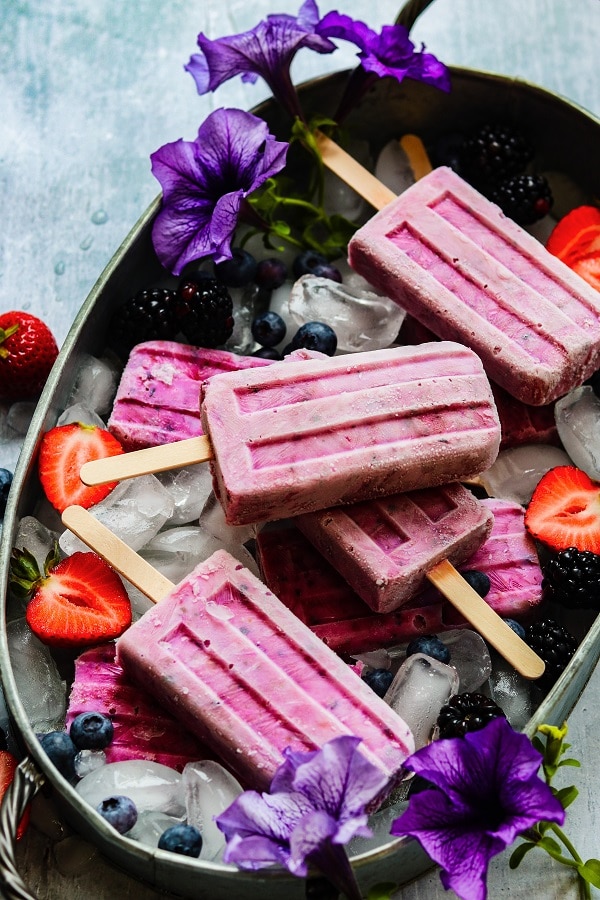 Triple Berry Yogurt Popsicles - Give it Some Thyme