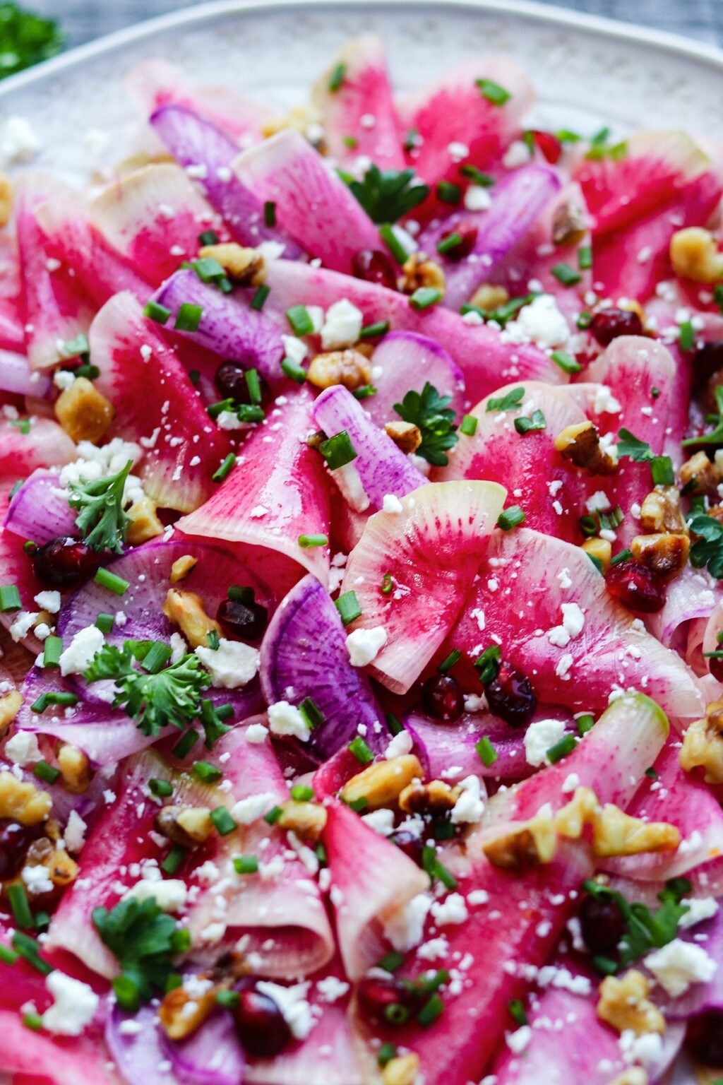 Watermelon Radish and Purple Daikon Salad - Give it Some Thyme