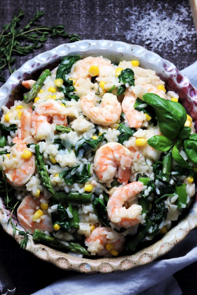 Lemony Shrimp Risotto with Asparagus - Give it Some Thyme