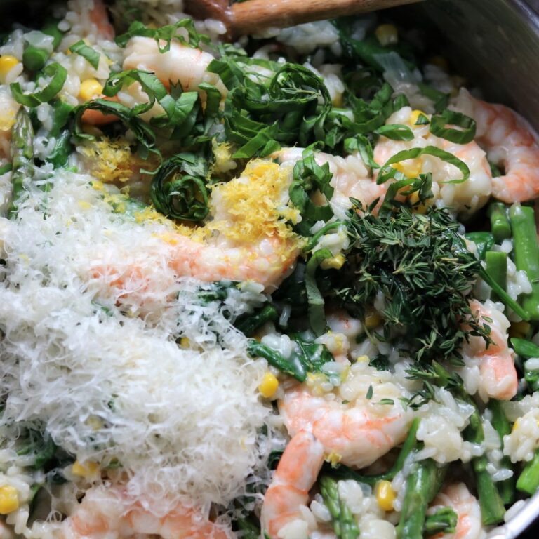 Lemony Shrimp Risotto with Asparagus - Give it Some Thyme